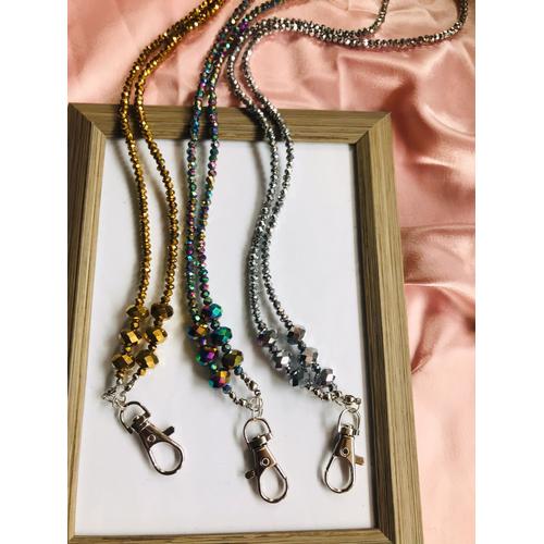 Jual Lanyard Strap Name Tag ID Card Kristal Metalic Series - Rainbow ...