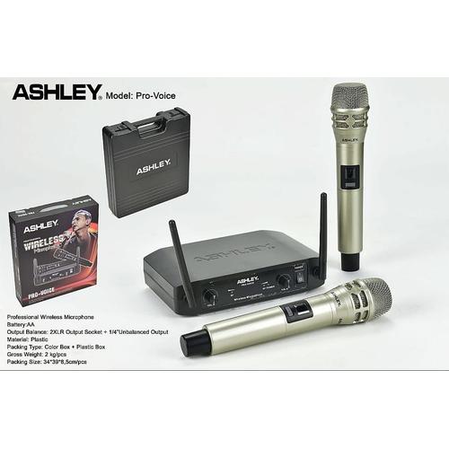 Jual Mic Wireless Ashley Pro Voice UHF 2 Mic Handheld Original - Merah ...