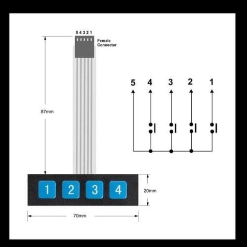 Jual 1X4 Matrix Array 4 Key Membrane Switch Keypad SCM extended ...