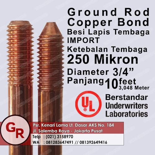 Promo Ground Rod Copper Bonded 3/4 x 3 meter UL / Besi Lapis Tembaga ...
