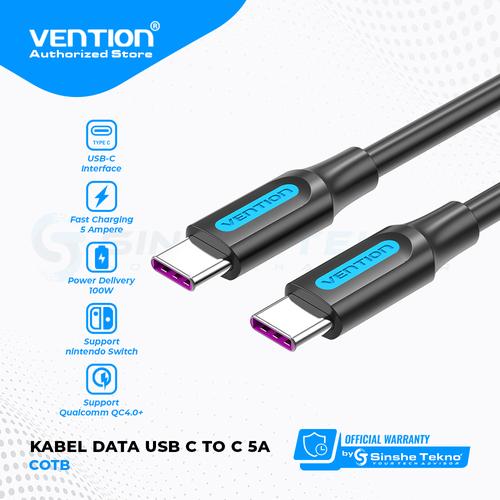 Jual Vention Kabel Usb Type C To C 5A 6A Super Fast Charging Quick - (DT) COT Black, 2 Meter ...