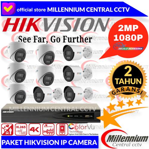 Promo PAKET IP CAMERA HIKVISION 9 KAMERA 2MP COLORVU LENGKAP TINGGAL ...