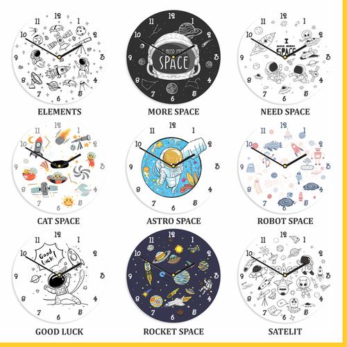 Jual Jam Dinding Kayu Karakter Space Rocket Dekorasi Kamar Anak Wall ...