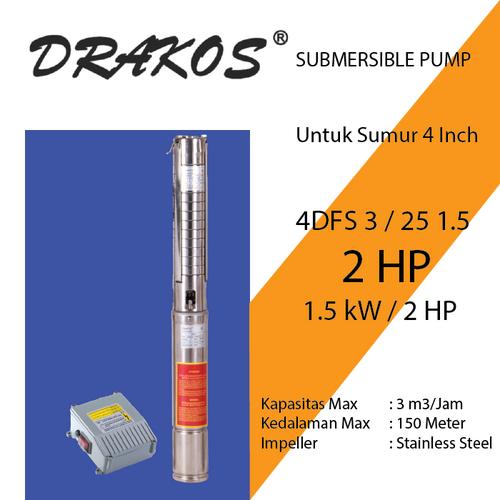 Jual Pompa Submersible 4"" Drakos 4DFS 3 25-1.5 Garansi Distributor ...