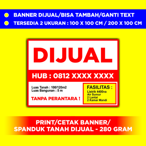 Jual Spanduk Dijual Disewakan Dikontrakkan - 1x1 - Kota Makassar ...
