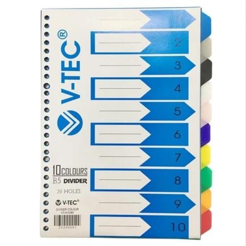 Jual DIVIDER B5 10 Warna Plastik 26 Holes V-tec Vt-A10 / Pembatas B5 ...