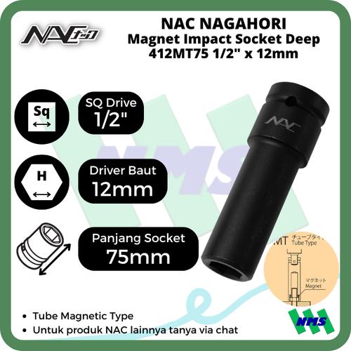 Jual Impact Socket Deep Mata Sok Hitam 1/2 x 12mm Nagahori NAC 412MT75 ...