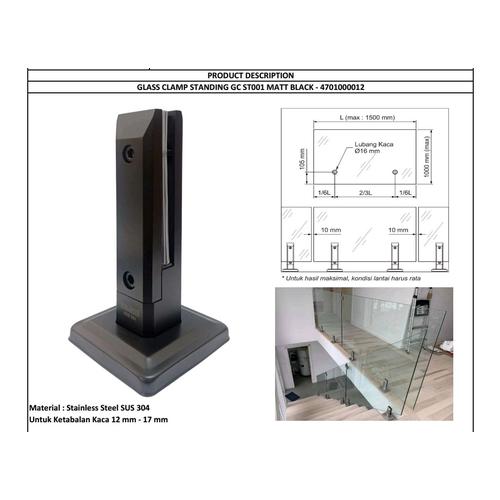 Jual Glass Clamp Standing GC ST001 Black Kaki Spigot Partisi Kaca ...