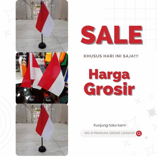 Jual bendera meja merah putih + tiang kayu dan tatakannya ( 1 paket ...