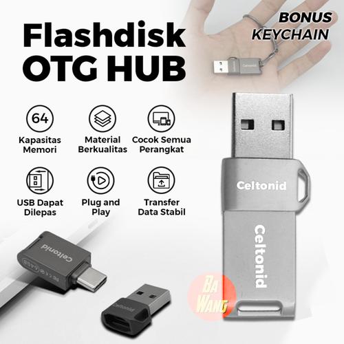 Promo CELTONID OTG Flashdisk 2in1 Dual Storage Lightning Type-C USB ...