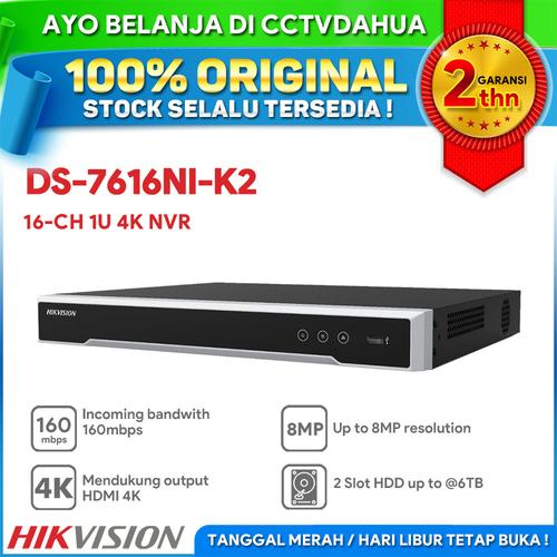 Jual HIKVISION DS-7616NI-K2 NVR 16 CH 1U UP TO 4K 2 SLOT HDD GARANSI RESMI - DS-7616NXI-K2, 2TB ...