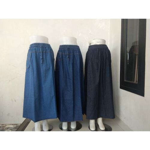 Jual rok A jeans wanita rok jeans wanita panjang model A all size span ...