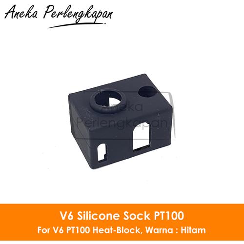 Jual V6 PT100 Hot End Heat Block Silicone Sock Insulation Cover - Black ...