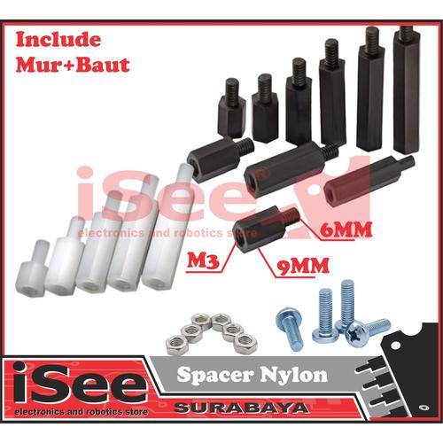 Jual Spacer nylon 0.9 Cm 0,9cm 9mm 9 mm plastic Male Female + Mur Baut ...