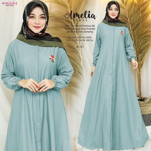 Jual Gamis dress muslim wanita jumbo LD 120 cm polos AMELIA DRESS by ...