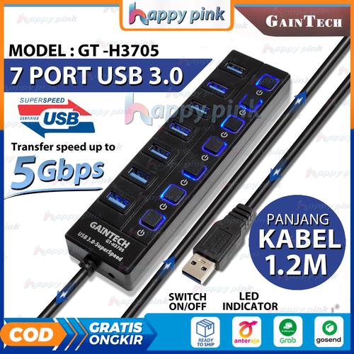 Jual HUB USB 3.0 8 PORT + SWITCH ON/OFF GAINTECH H3705 - Jakarta Pusat - HAPPY PINK | Tokopedia