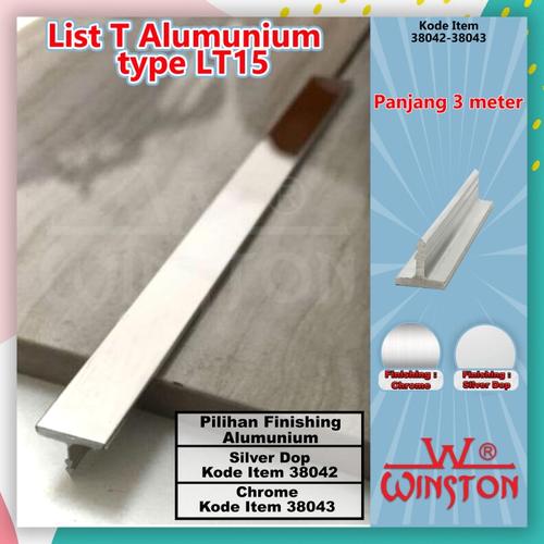 Jual List Lis T Silver Chrome 15 mm x 5 mm Panjang 300 cm 3 meter ...