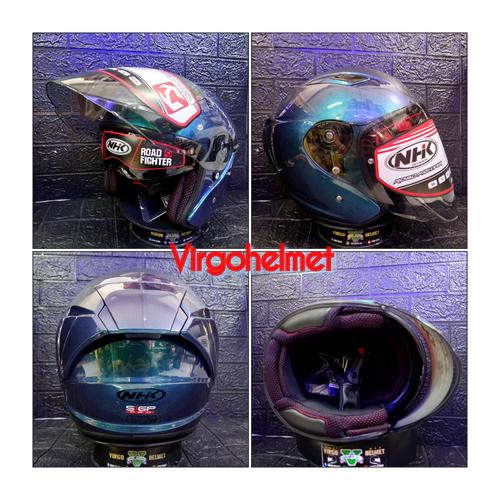 Jual HELM NHK S1 GP PRO VISOR LIGHT SMOKE SOLID CHAMELEON BLUE GREEN ...