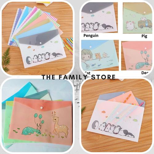 Jual Map Plastik Kancing File Folder A4 Cute Animal / File Organizer ...