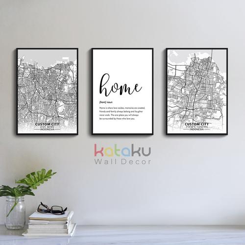 Promo Set Wall Decor Custom City Map Art Home Definition Hiasan Dinding ...