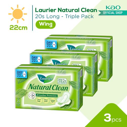 Promo Laurier Natural Clean 20s Triplepack - Pembalut Daun Sirih Wing ...