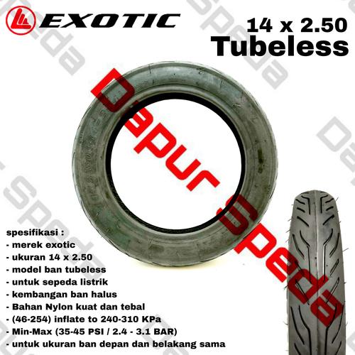 Jual ban luar tubeless sepeda listrik exotic 14 x 2.50 tubles tubbles ...