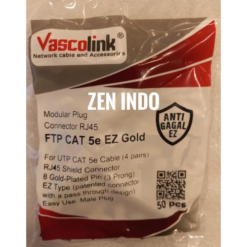 Jual Konektor RJ45 FTP Cat5E EZ Gold Vascolink 1pack isi 50pcs Anti ...