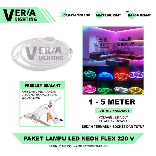 Jual paket siap colok 1-5 meter lampu neon flex led selang flexible ...