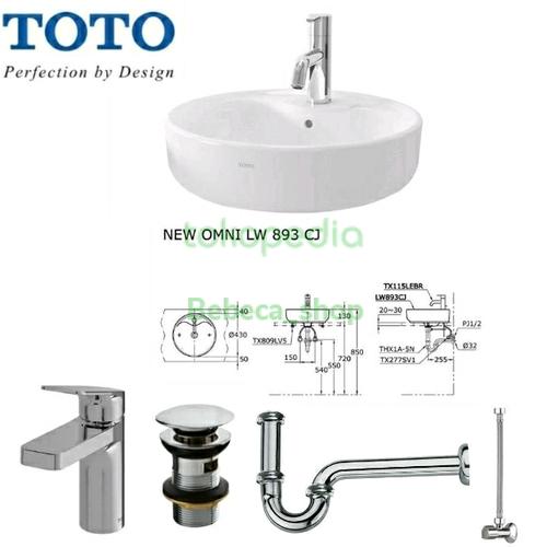 Jual Wastafel TOTO LW 893 CJ W/F Comp Set Kran Dingin TX109LRS Packing ...