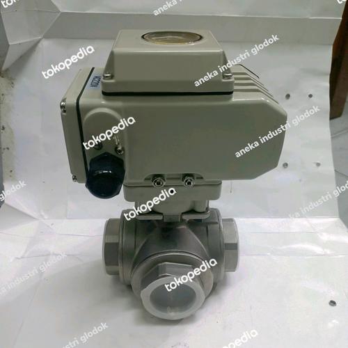 Jual motorized electric actuator ball valve 3 way ukuran 1 inch ...
