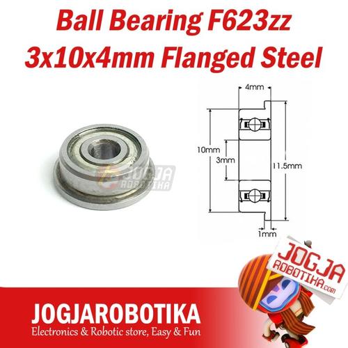 Jual Ball Bearing F623zz 3x10x4mm Flanged Steel for 3D Print Reprap ...