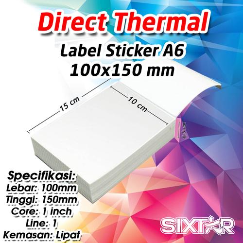 Jual Kertas Label Sticker Stiker Printer Thermal Direct 100x150 mm A6 Lipat - Jakarta Barat ...