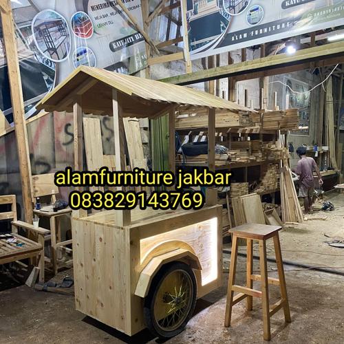 Jual gerobak minuman/gerobak kekinian/ gerobak serba guna/ geeobak kayu ...