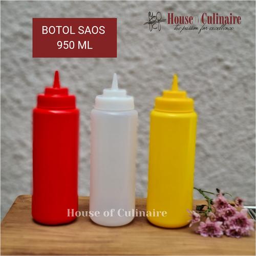 Jual Botol Saos Minyak Mayones Kecap Plastik 950 ml - Merah - Kota ...
