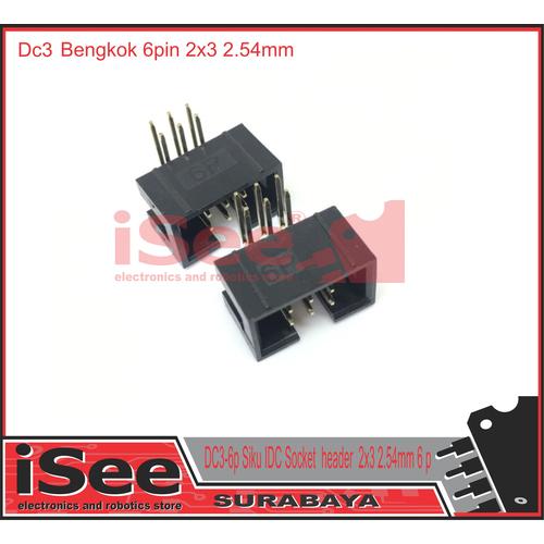 Jual DC3-6p Siku soket IDC Socket Box header Bengkok 6pin 2x3 2.54mm 6 ...