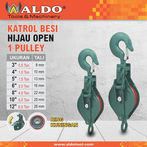 Jual KATROL BESI HIJAU OPEN 1 JALUR / PULLEY MERK ALDO - 3" 0.5 Ton ...