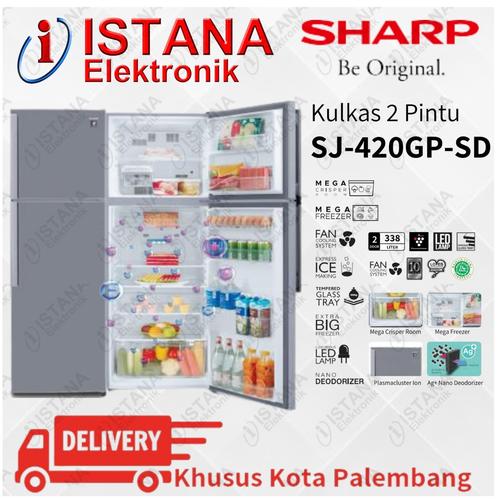 Promo SHARP KULKAS 2 PINTU BIG KIREI 338 LITER PLASMACLUSTER SJ-420GP ...