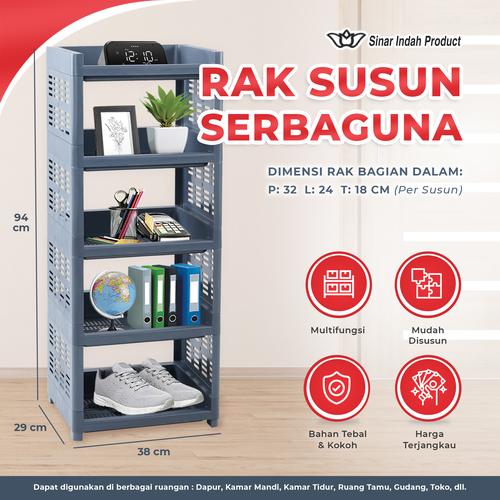 Jual Rak Plastik Susun Serbaguna 5 susun. Dimensi 32cm x 24cm - Putih ...