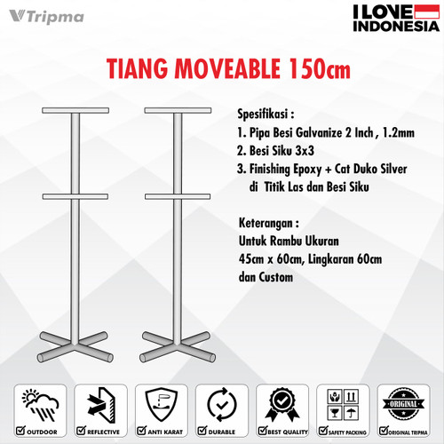 Jual Paket Custom Tiang Knock Down 150cm + Rambu 45cm x 60cm Plat ...