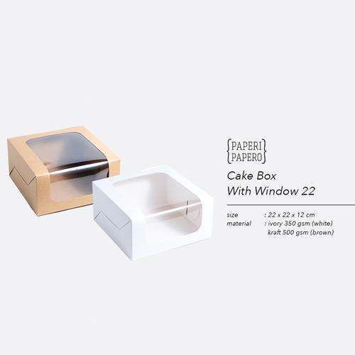 Jual Cake Box w/ Window (22x22x12 cm) - Kotak Packaging Kue Jendela (5 ...