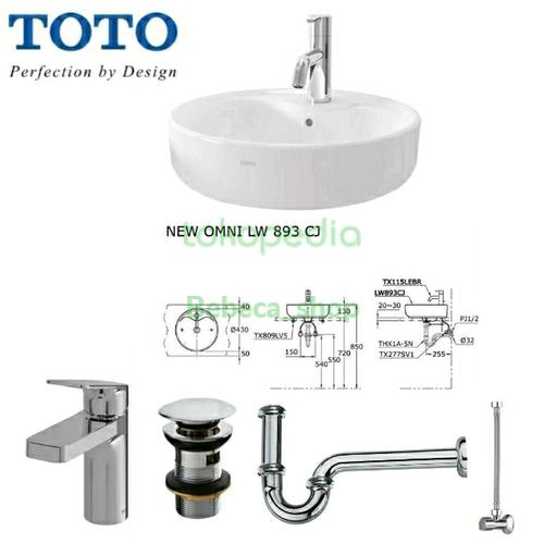 Jual Wastafel TOTO LW 893 CJ W/F Putih Comp Set Kran Dingin TX109LRS ...