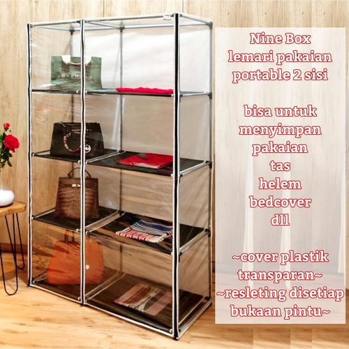 Jual NINE BOX RAK LEMARI BAJU PAKAIAN LIPAT DENGAN COVER PLASTIK ANTI ...