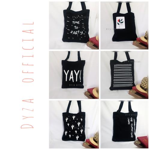 Jual Tote bag kanvas hitam | tas kanvas black edition | Totebag - Panda ...