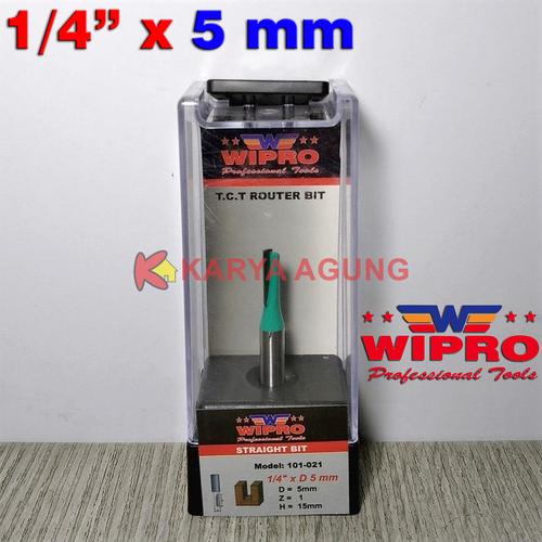 Jual WIPRO Straight Bits (1/4" x D 5 mm) / Mata Profil Kayu Router Bit ...