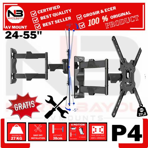 Jual NB P4 Wall Mount Bracket TV 32 s/d 55 inch six Motion original ...