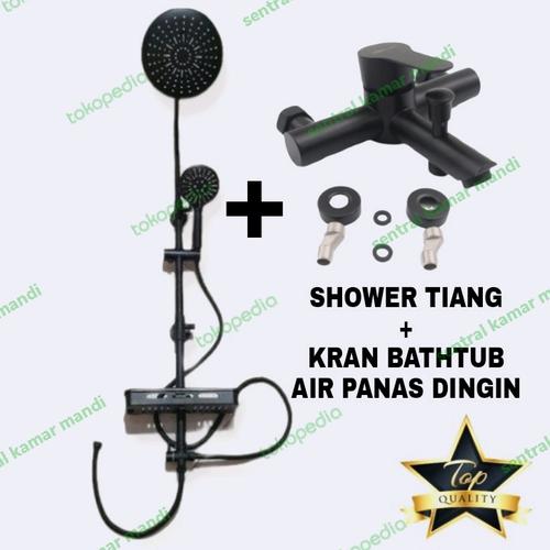 Jual Shower Tiang Black Kran panas Dingin Shower Mandi Hitam Keran ...