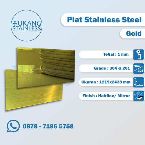 Jual Plat Stainless Steel Gold 1 mm SS Sheet Mirror Hairline - 304 ...