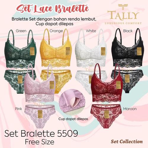 Jual TALLY BRA BH SET KEMBEN BRALETTE RENDA 5509 | FREE SIZE - Hitam ...