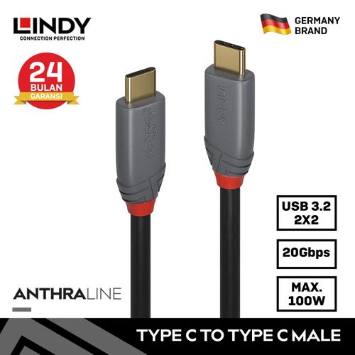 Jual kabel USB LINDY 20 Gbps USB 3.2 Gen2x2 Type C Male PD 100W 5A, 0 ...