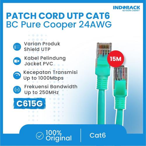 Jual INDORACK Patch Cord CAT6 KABEL LAN Utp 15 Meter RJ45 Networking-Hijau - Kota Balikpapan ...